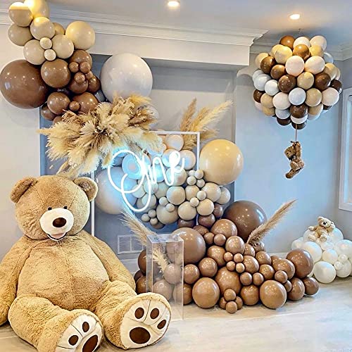 Teddy Bear Baby Shower Balloon Boxes Brown Garland Kit Arch Nude Neutral Cream Birthday Party