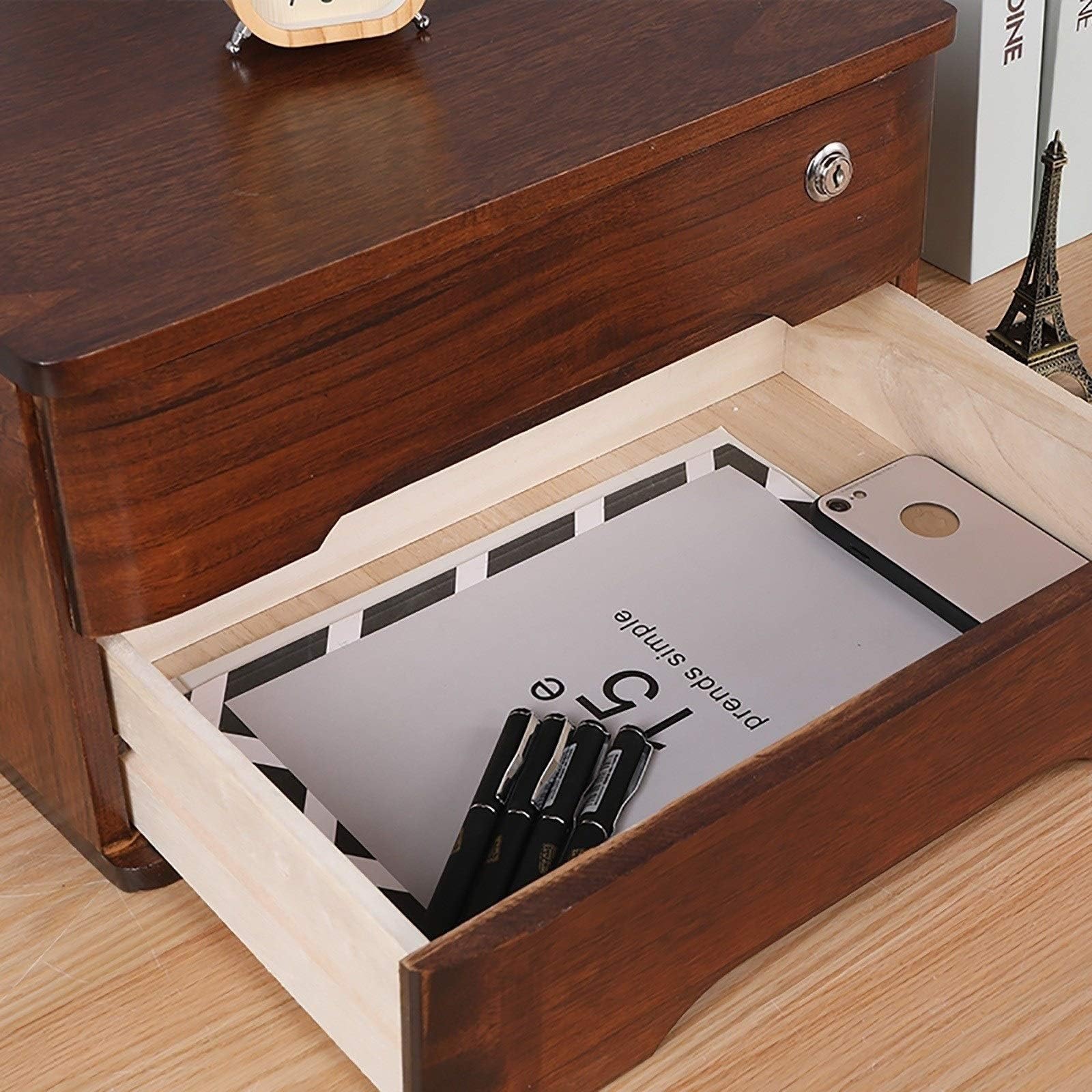 Desktop Storage Box - Desktop File Cabinet Organizers, Solid Wood Desk ...
