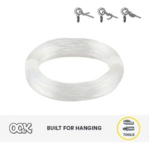 OOK 15 ft Invisible Hanging Wire - 50 lb Capacity, Versatile Mounting