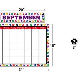 Colorful Paw Print Calendar Set - 68 Pieces for Teachers