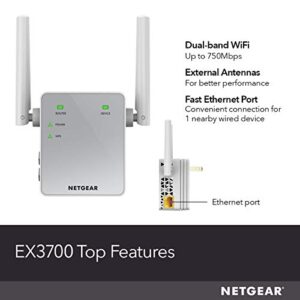 NETGEAR Wi-Fi Range Extender EX3700 - Coverage Up to 1000 Sq Ft and 15 ...