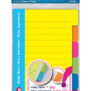 Redi-Tag Divider Sticky Notes: Tabbed, Ruled 4x6 - Organize & Note