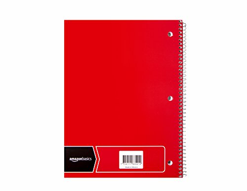 Amazon Basics Wide Ruled Spiral Notebook, 100 Sheets, 5-Pack