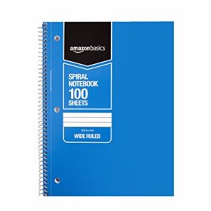 Amazon Basics Wide Ruled Spiral Notebook, 100 Sheets, 5-Pack