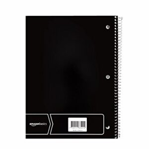 Amazon Basics Wide Ruled Spiral Notebook, 100 Sheets, 5-Pack