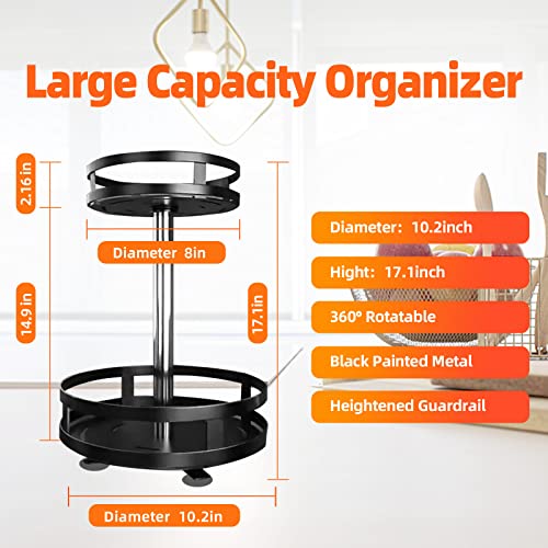 Lazy Susans Organizer, 2 Tier Metal Steel Turntable Organizer, Rotating ...