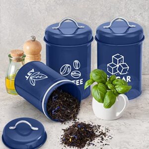E-far Navy Blue Bread Box with Canister Sets for Kitchen Countertop ...