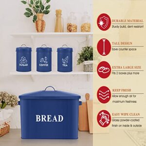 E-far Navy Blue Bread Box with Canister Sets for Kitchen Countertop ...
