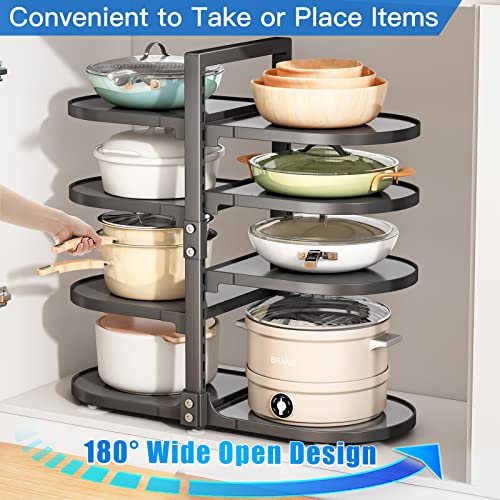 Pots and Pans Organizer for Cabinet, 8 Tier Snap-on and Adjustable Pan ...