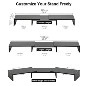 FITUEYES Dual Monitor Stand – 3 Shelf Computer Monitor Riser, Wood ...