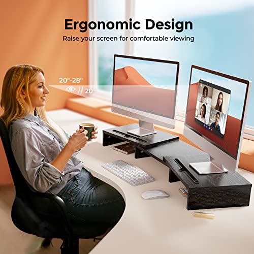 LORYERGO Dual Monitor Stand: Ergonomic & Adjustable Riser