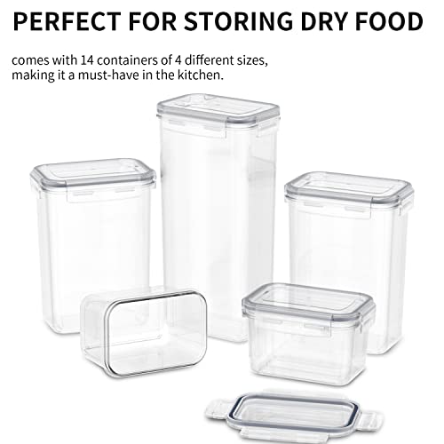 Airtight Food Storage Containers with Lids, 14 PCS Plastic Cereal Kitchen Stackable Food Storage ...