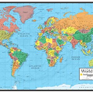 Smithsonian Journeys 30x48 Laminated World Wall Map