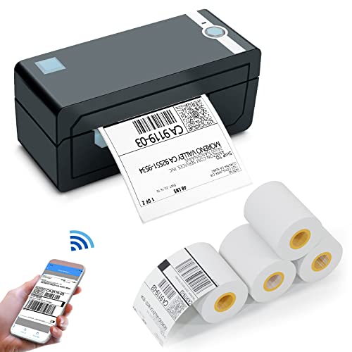 JADENS Bluetooth Label Printer + 4 Rolls Thermal Labels