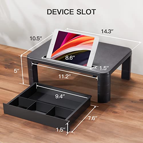 LORYERGO Monitor Stand Height Adjustable, Monitor Stand with Drawer ...