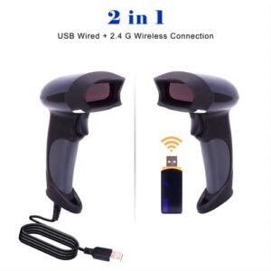 BEVA 2-in-1 Wireless & Wired 1D Barcode Scanner - Fast & Durable