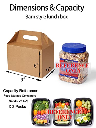 Happyhiram 30 CT 9x6x6 Large Box Lunch Boxes Cardboard Paper with ...