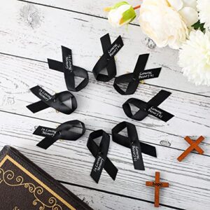 50 Pcs Funeral Ribbons Pins Black Memorial Ribbon in Loving Memory ...