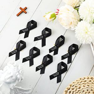 50 Pcs Funeral Ribbons Pins Black Memorial Ribbon in Loving Memory ...