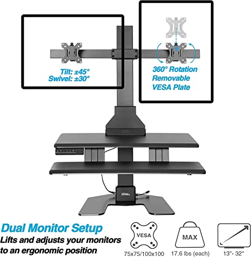 AVLT Electric Standing Desk Converter - Dual Monitor Lift