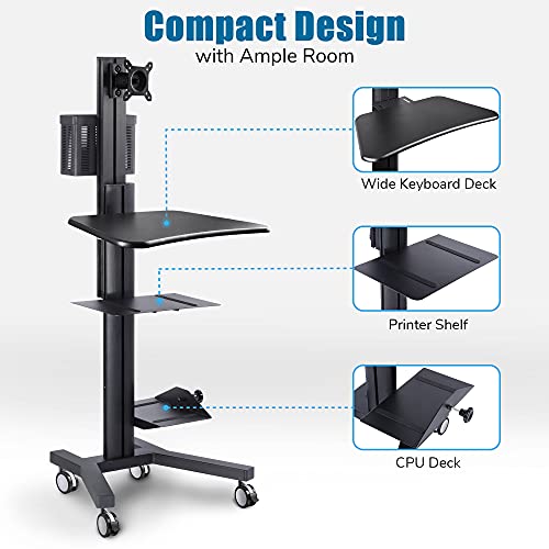 AW Mobile Standing Workstation - Rolling PC Cart