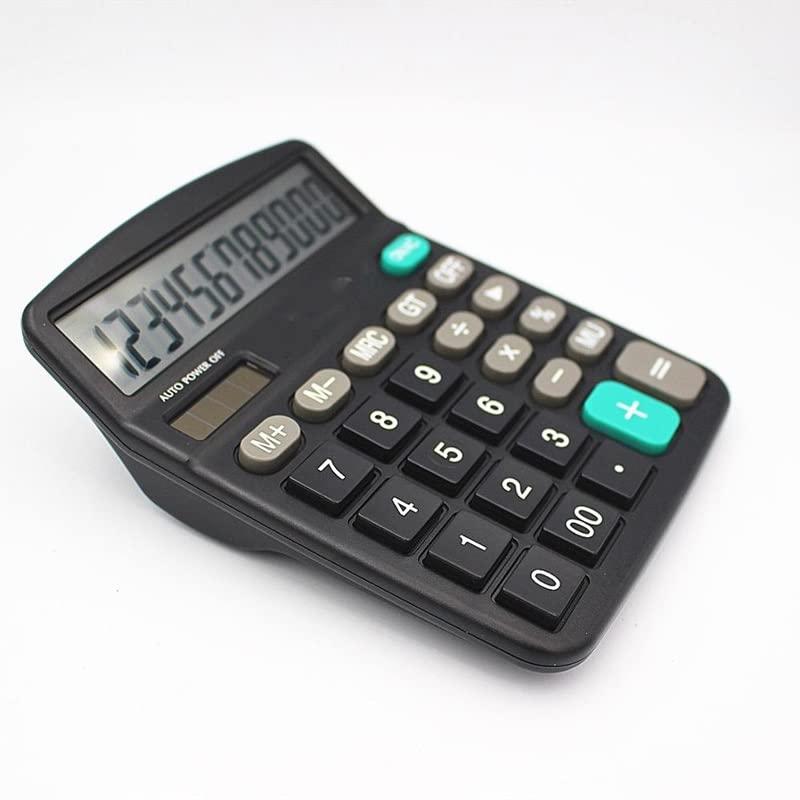 Large Button 12 Digit Desk Calculator | Solar+Battery