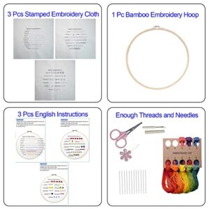 Beginners Embroidery Stitch Practice kit, 3 Sets Embroidery Kit to ...
