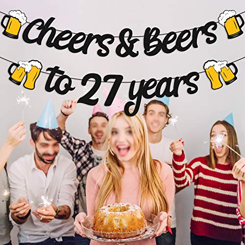 27th Birthday Decorations Cheers to 27 Years Banner for Men Women 27s ...