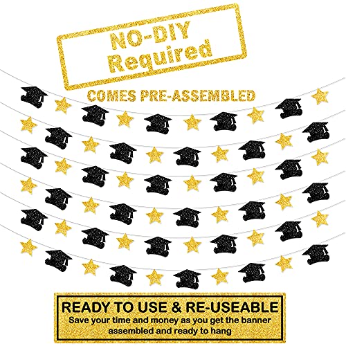 10ft Black & Gold Glitter Graduation Garland | No DIY