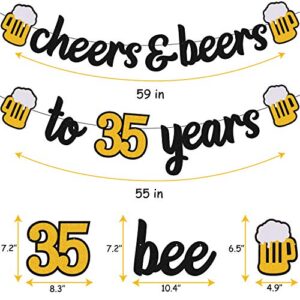 Cheers 35 Years Banner 35th Birthday Decorations for Men Women Him Her ...
