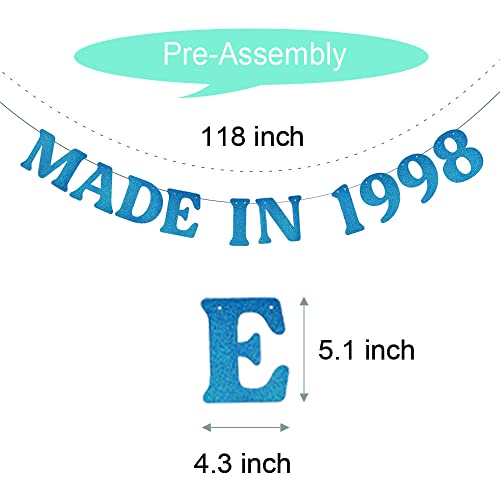 WEIANDBO MADE IN 1998 Blue Glitter Banner,Pre-Strung,25th Birthday ...