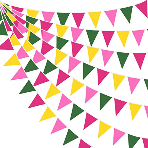 Shop 32Ft Pink Green Yellow Fabric Pennant Banner | Decor