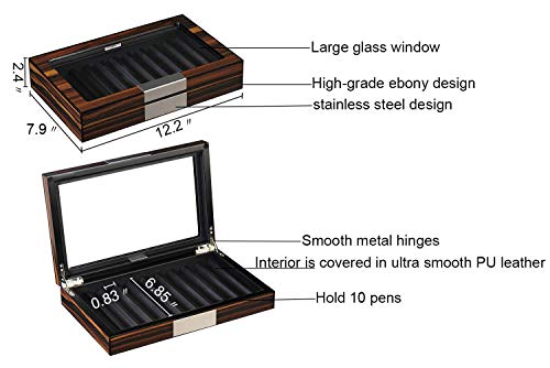 Lifomenz Co Wood Pen Display Box 10 Pen Organizer Box,Glass Pen Display ...