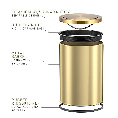 keling 15L/4gallon, Stainless Steel Trash can,Bathroom Garbage can with ...