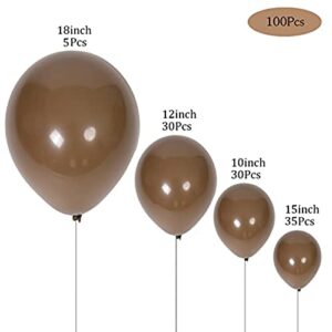 100pcs Brown Balloons 18 inch +12 inch +10 inch +5 inch Latex Party ...