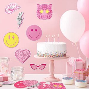 24 Pieces Preppy Theme Cutouts Preppy Party Decoration Pink Party Cut ...