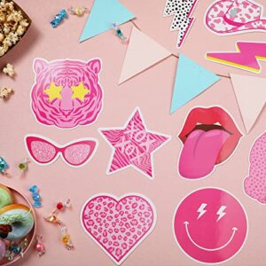 24 Pieces Preppy Theme Cutouts Preppy Party Decoration Pink Party Cut ...