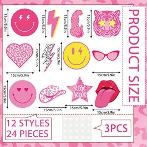 24 Pieces Preppy Theme Cutouts Preppy Party Decoration Pink Party Cut ...