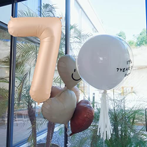 Large 40" Tan Number 1 Balloon | Matte Beige Party Decor