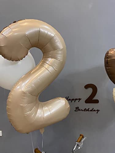 Large 40" Tan Number 1 Balloon | Matte Beige Party Decor