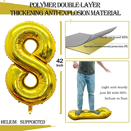 GOER 42 Inch Gold Number 80 Balloon,Jumbo Foil Helium Balloons for 80th ...