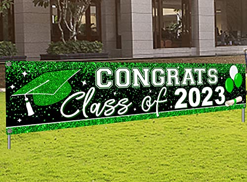 Large Class of 2023 Banner Green Congrats Grad Banner Backdrop ...