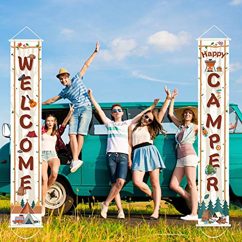 Camping Party Welcome Banner & Happy Camper Sign Decor