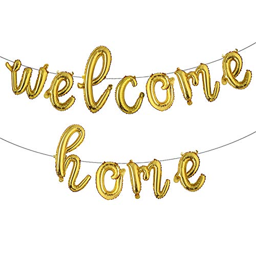 Welcome Home 16 Inch Foil Letter Balloon Banner - Gold Party Decor