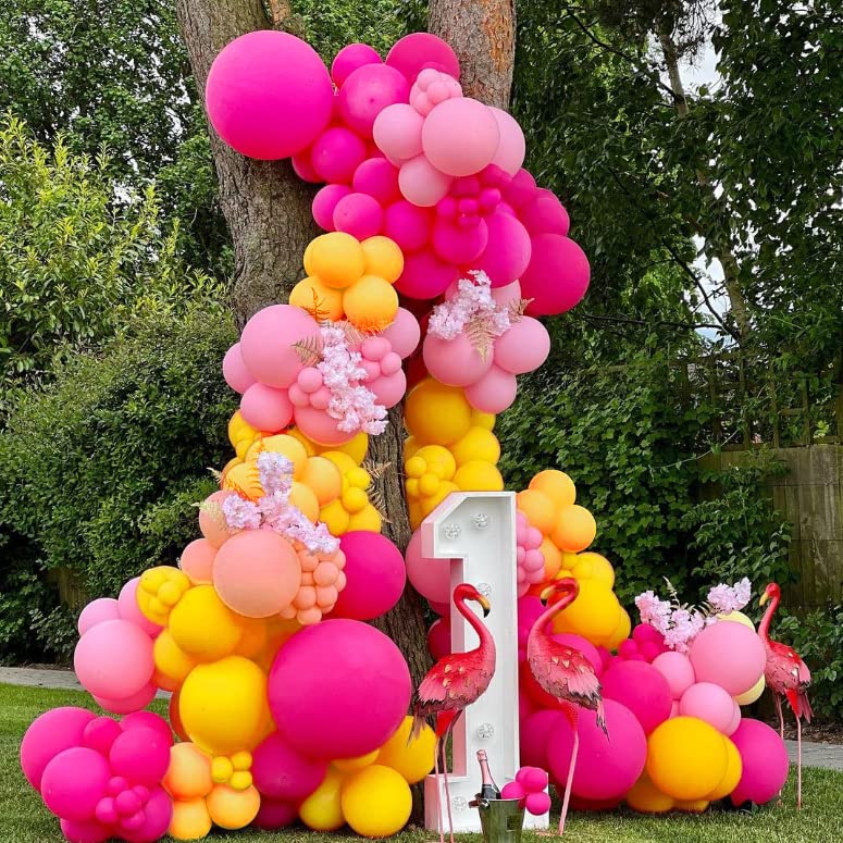 Hot Pink Yellow Balloons Garland Kit - Mustard Yellow Pink Balloon ...