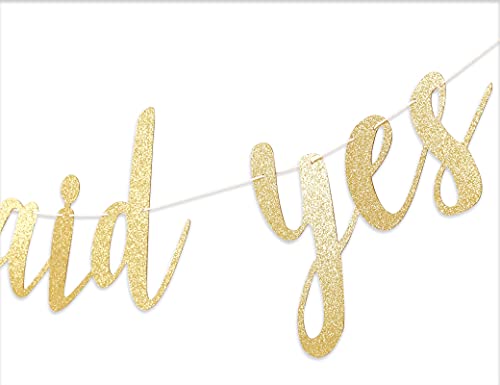 She Said Yes Golden banner - Golden Glitter Wedding Decorations ...