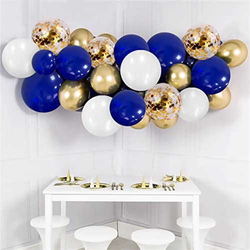 Nobledecor Navy Blue and White Balloons 50pcs， Navy Blue and Gold Balloons, 12 Inch Navy Blue ...