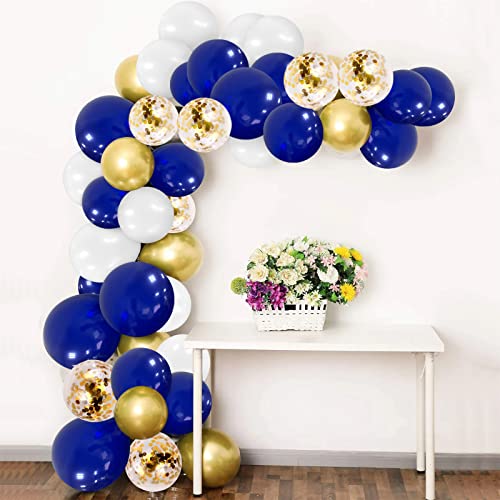 Nobledecor Navy Blue and White Balloons 50pcs， Navy Blue and Gold Balloons, 12 Inch Navy Blue ...