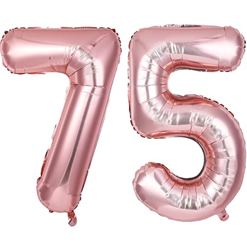 Number 7 and Number 5 Balloons, 40 Inch Rose Gold Number Balloons ...