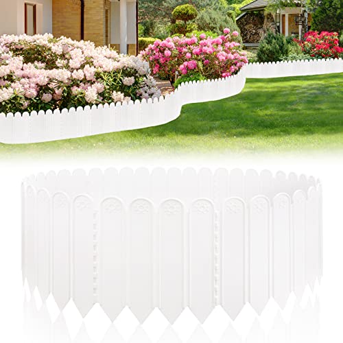 EEOCWF 10PCS White Garden Edging Borders, 8.66"X10.6" Plastic Garden ...